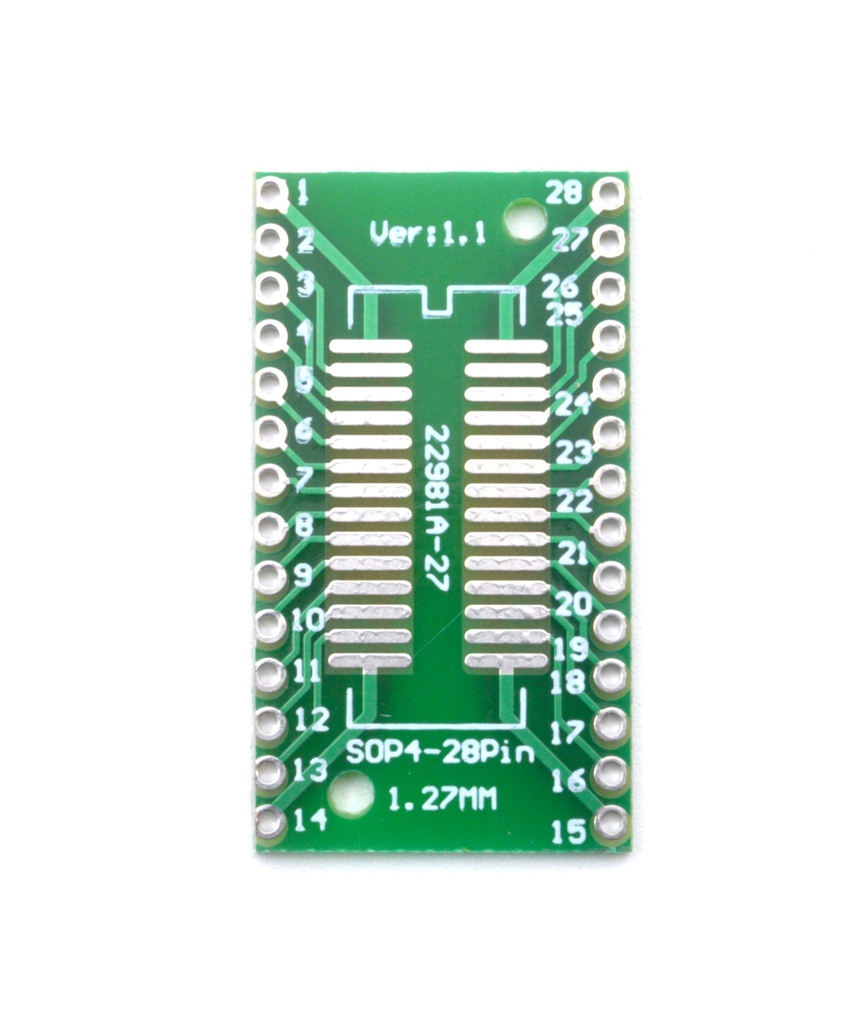 Placa PCB adaptadora SOP28/SSOP28 SMD a THD | Digital CoDesign